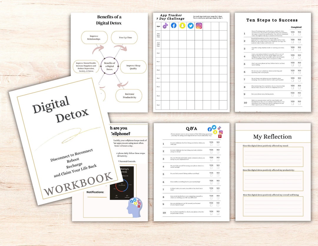 Digital Detox Challenge Printable, Printable Planner, Social Media ...