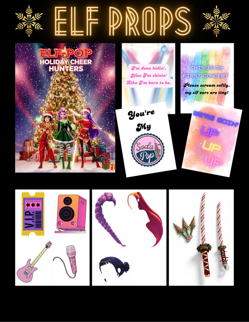 Kpop Elf Props Printable Kit, Elf-pop Holiday Hunters Elf Scene, K-pop ...