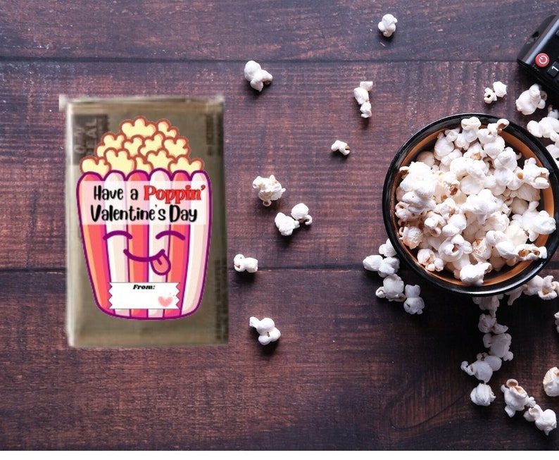 Printable Popcorn Valentines, Kids Valentine's Day Card, Boy Girl ...