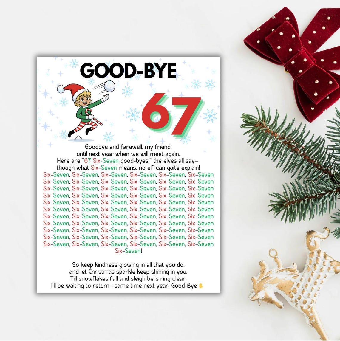 67 Elf Goodbye Letter, Elf Departure Letter, 67 Christmas Elf Farewell ...