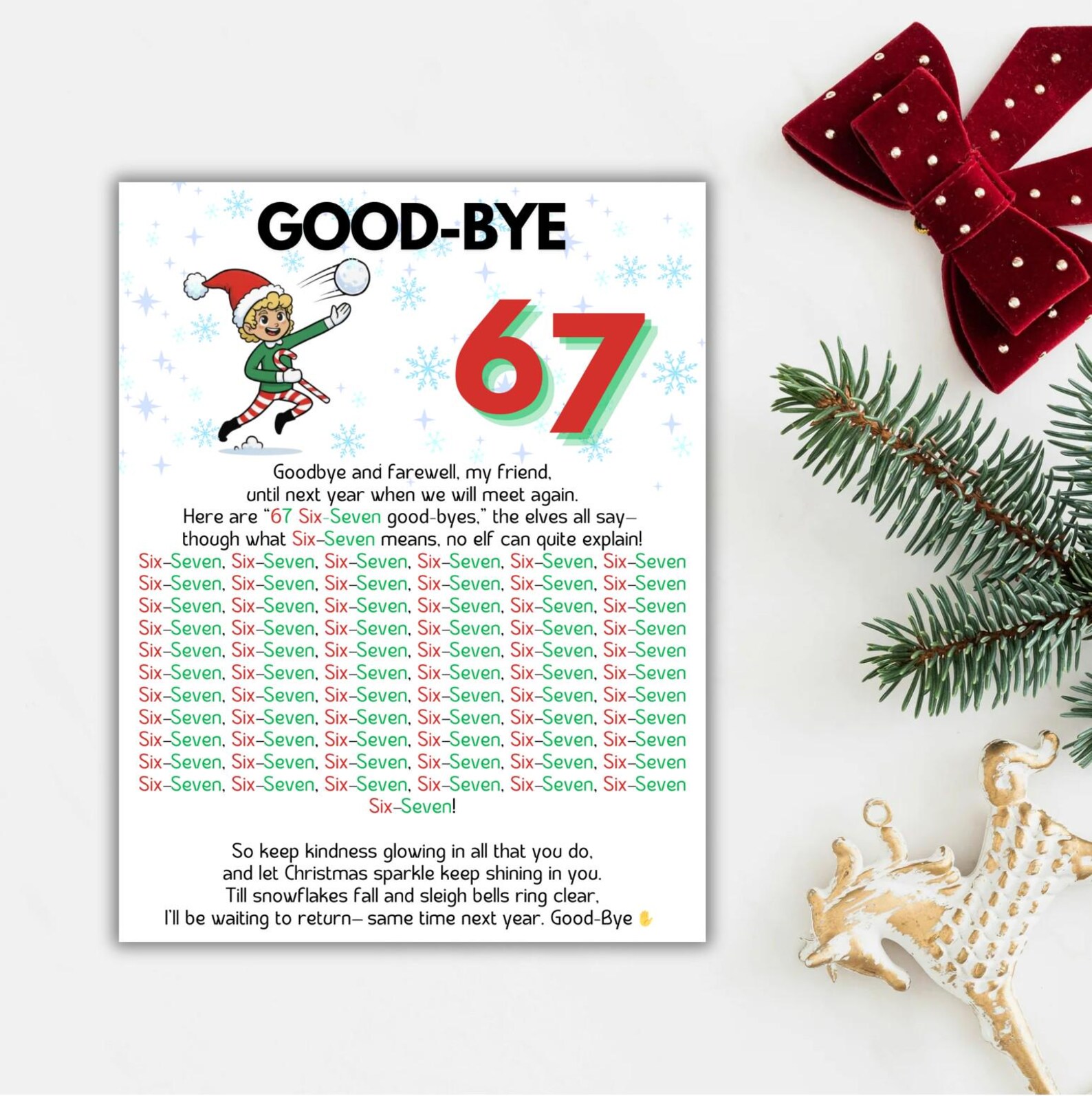 67 Elf Goodbye Letter, Elf Departure Letter, 67 Christmas Elf Farewell ...