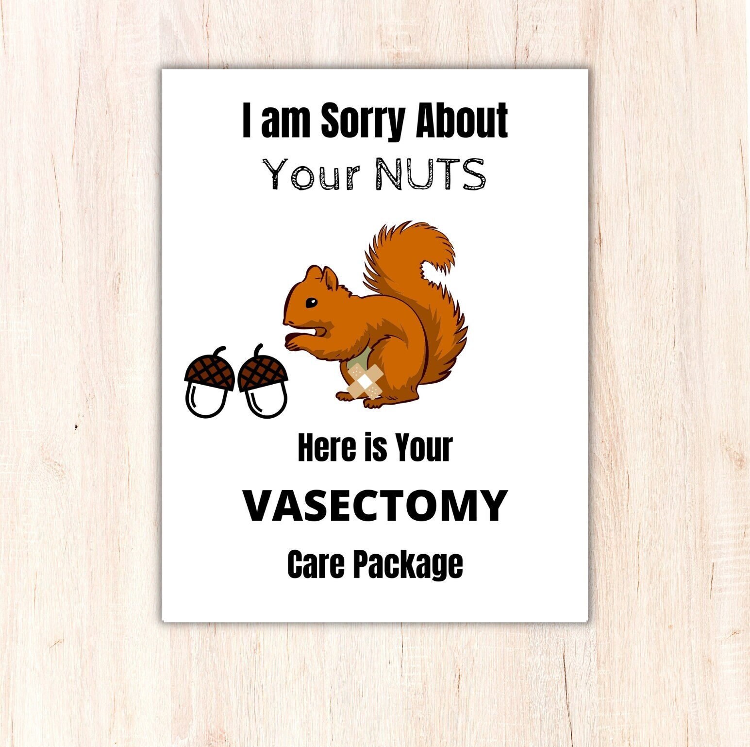 Vasectomy Card for Care Package Printable Sign Vasectomy - Etsy