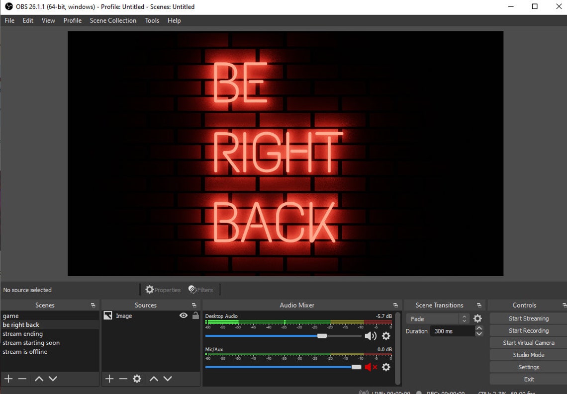 Neon Be Right Back Twitch Pause Screen for Streamers - Etsy