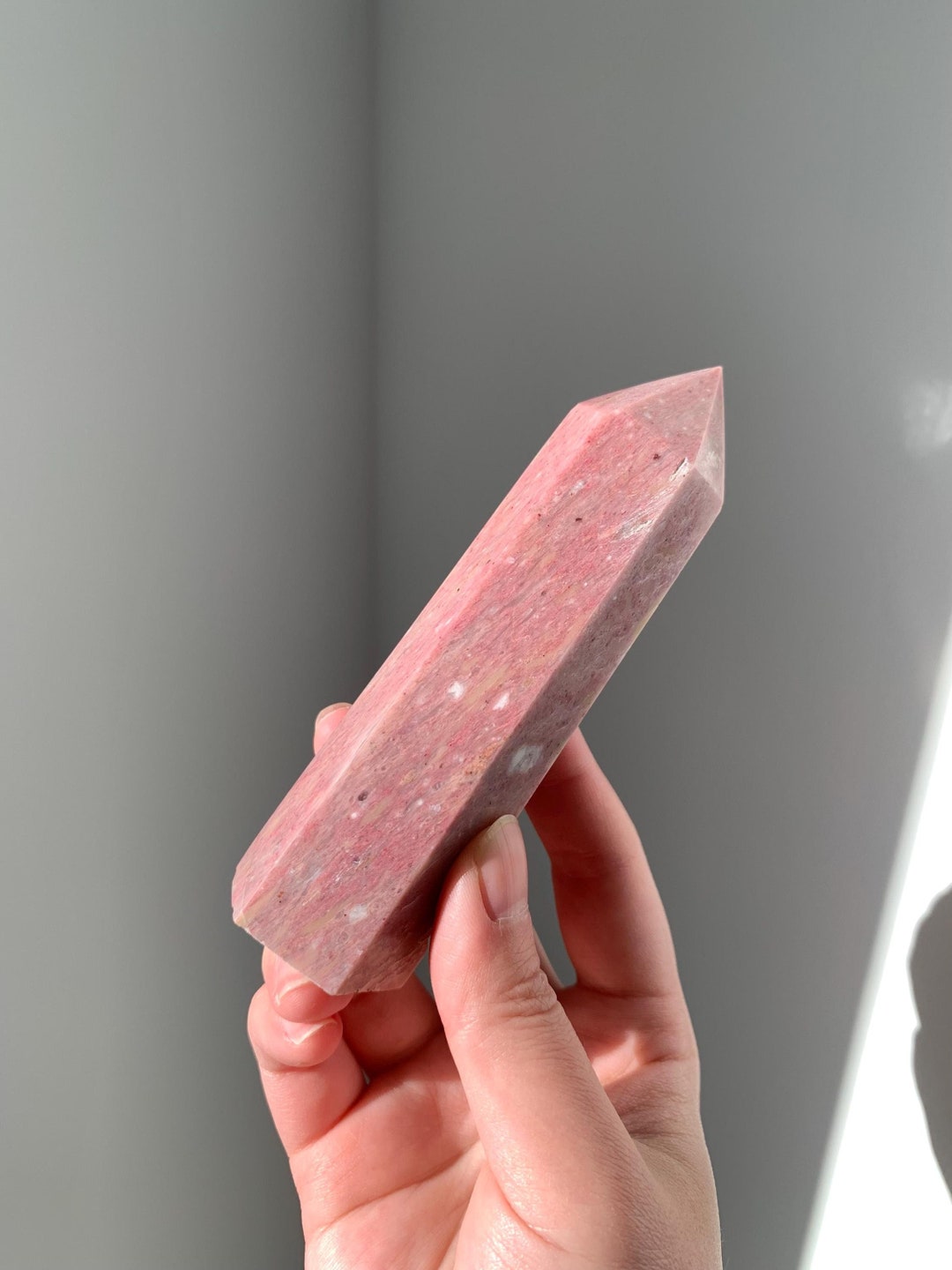 PINK Thulite Tower Pink Thulite Stone of Expression and Passion IMPERFECT CRYSTAL - Etsy