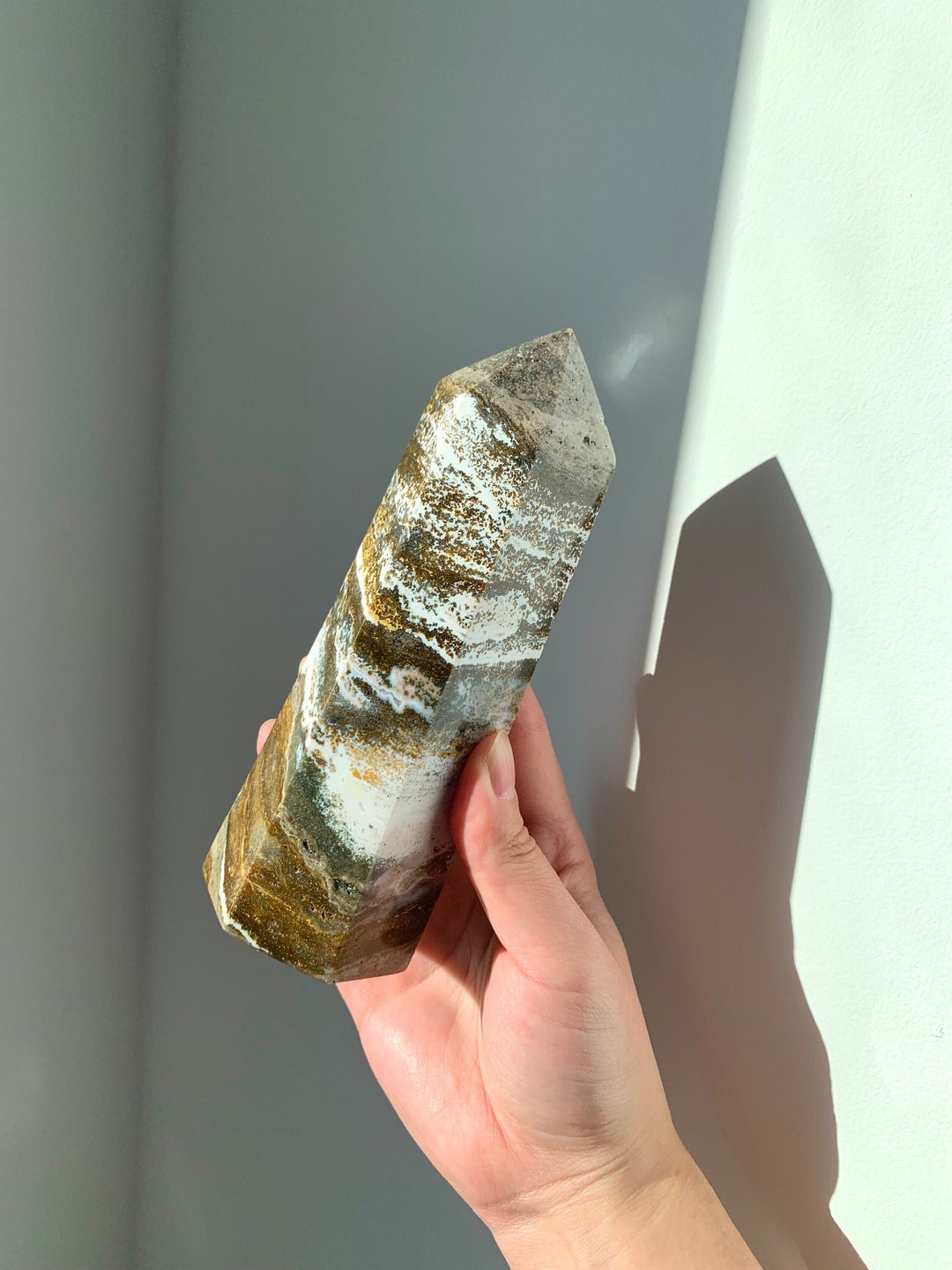 Green Swirl Ocean Jasper Tower With Small Druzy | OJ Tower | Ocean ...