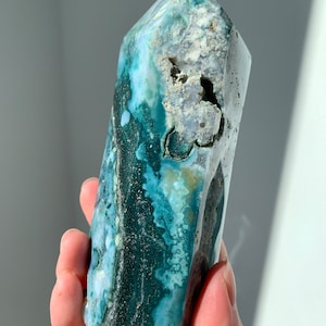 RARE TEAL BLUE Ocean Jasper Tower | Vibrant Teal Color | Blue Ocean ...