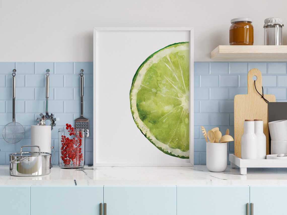 Watercolor Lime Kitchen Wall Art Lime Print Lime Decor - Etsy