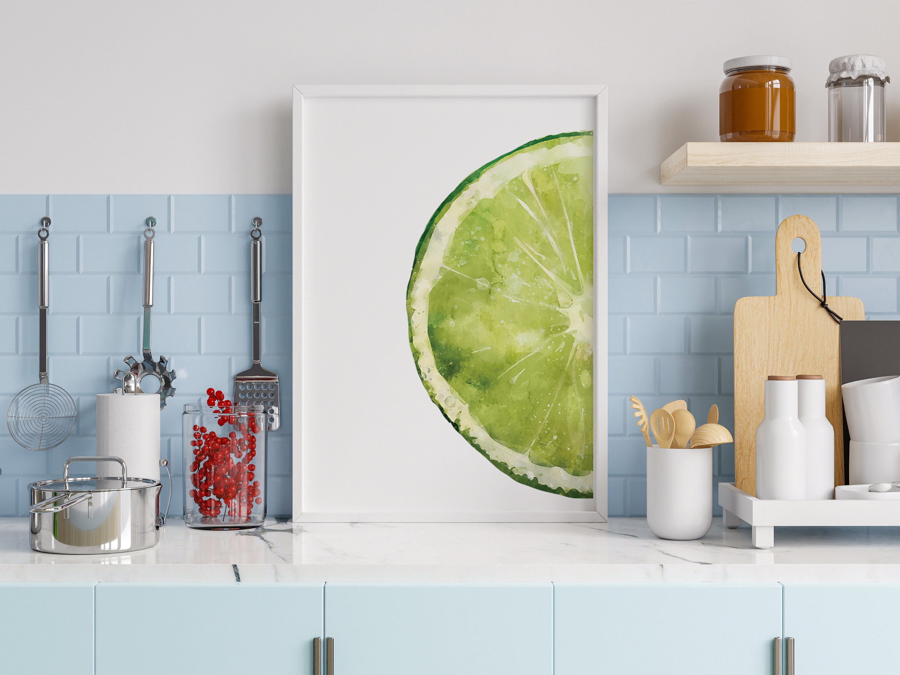 Watercolor Lime Kitchen Wall Art Lime Print Lime Decor - Etsy