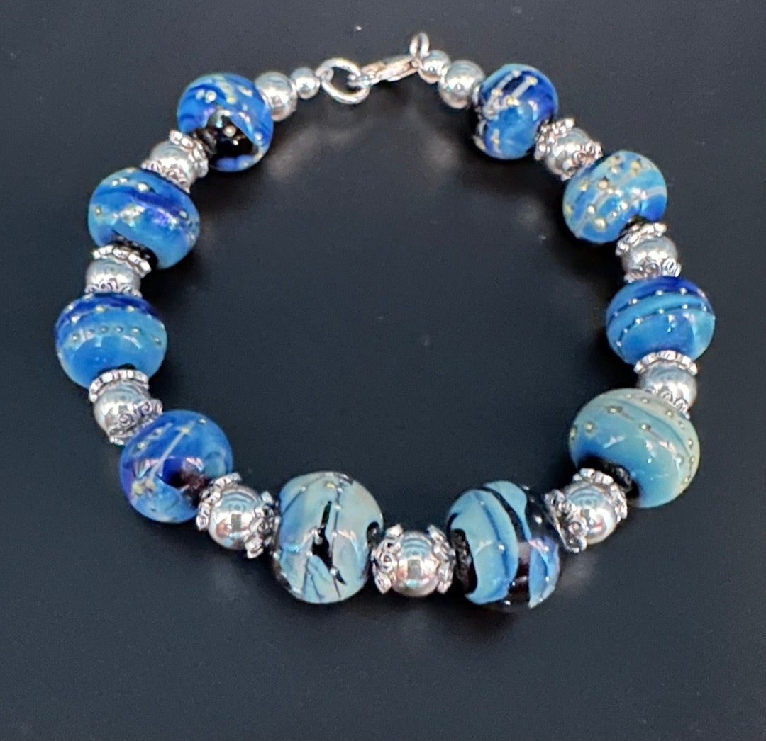 Beautiful Hues of Blue in Handmade Bracelet Featuring Artisan-made ...