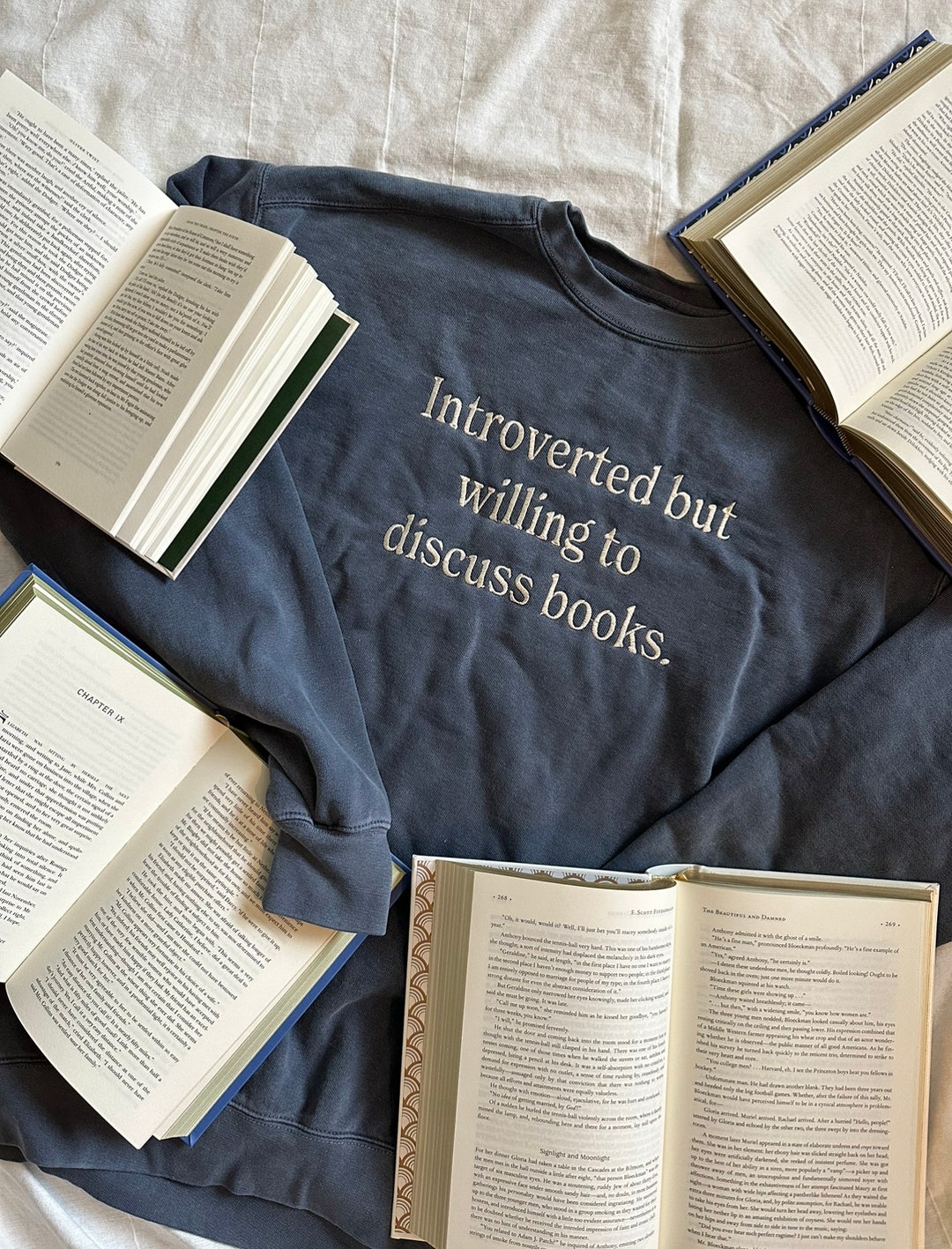 Introverted but Willing to Discuss Books | Bookish Sweatshirt Merch ...
