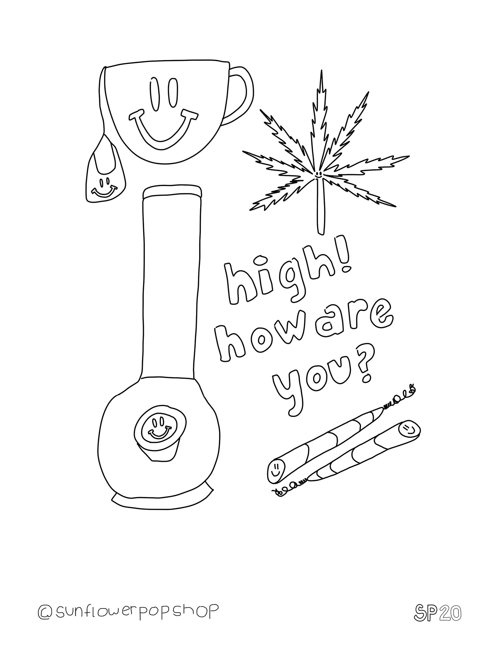 High! How Are You? Coloring Page - Etsy