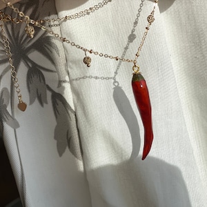 Handmade Pepper Chili Necklace, Red Chili Pepper Necklace, Nature ...