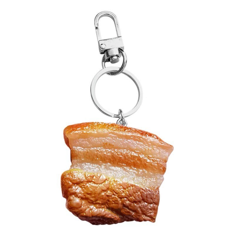 Realistic Braised Pork Belly Keychain, Roasted Beef Keychain, Creative ...