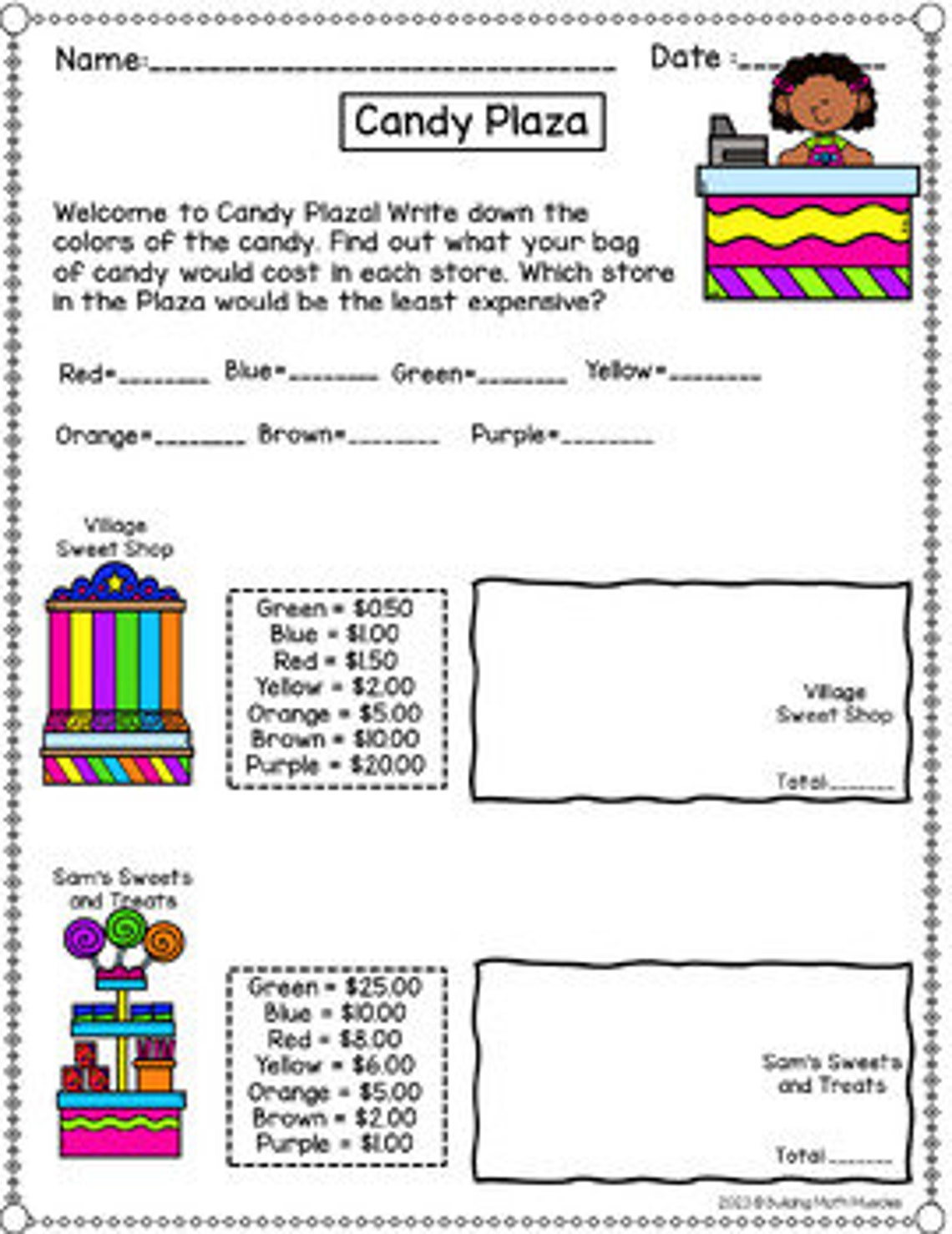Candy Math Activity - Evaluating Expressions - Etsy