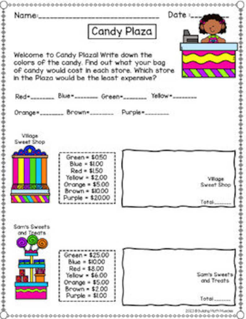 Candy Math Activity - Evaluating Expressions - Etsy