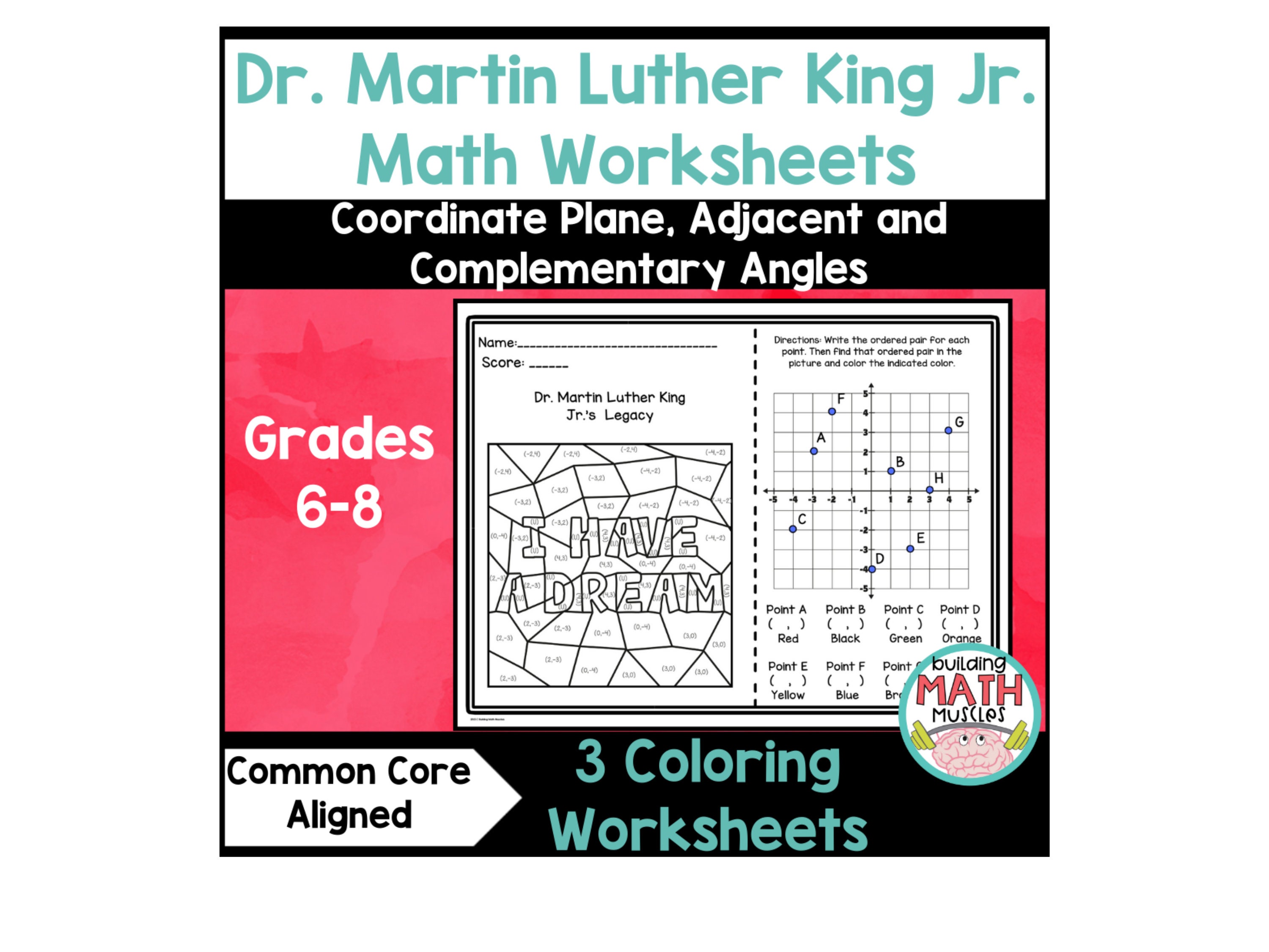 Dr. Martin Luther King Jr. Math Coloring Worksheet Gr 6-8 - Etsy