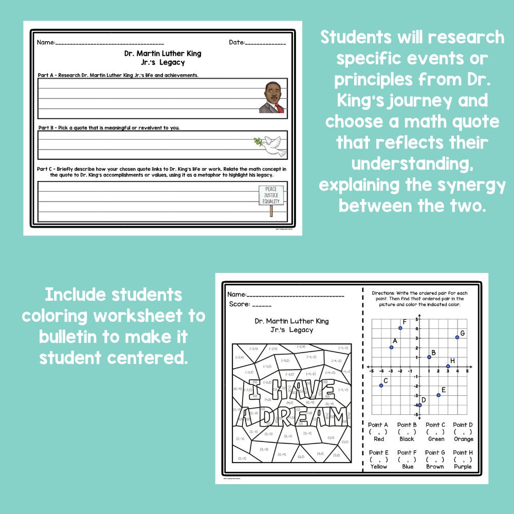 Dr. Martin Luther King Jr. Math Bulletin Board Activity - MLK Day - Etsy
