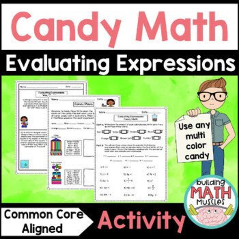 Candy Math Activity - Evaluating Expressions - Etsy
