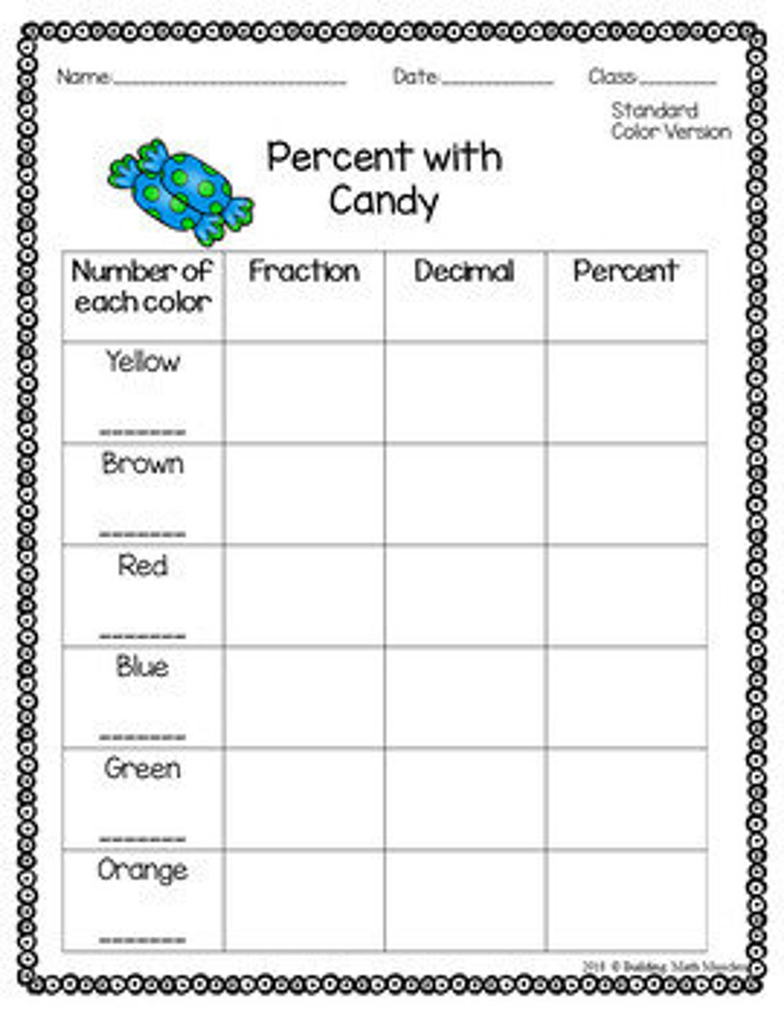 Candy Math Activity With Ratios, Proportions, Percent and Probability ...