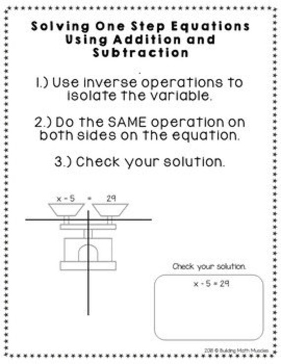 Hoja De Trabajo De Suma Y Resta De Ecuaciones De Un Paso