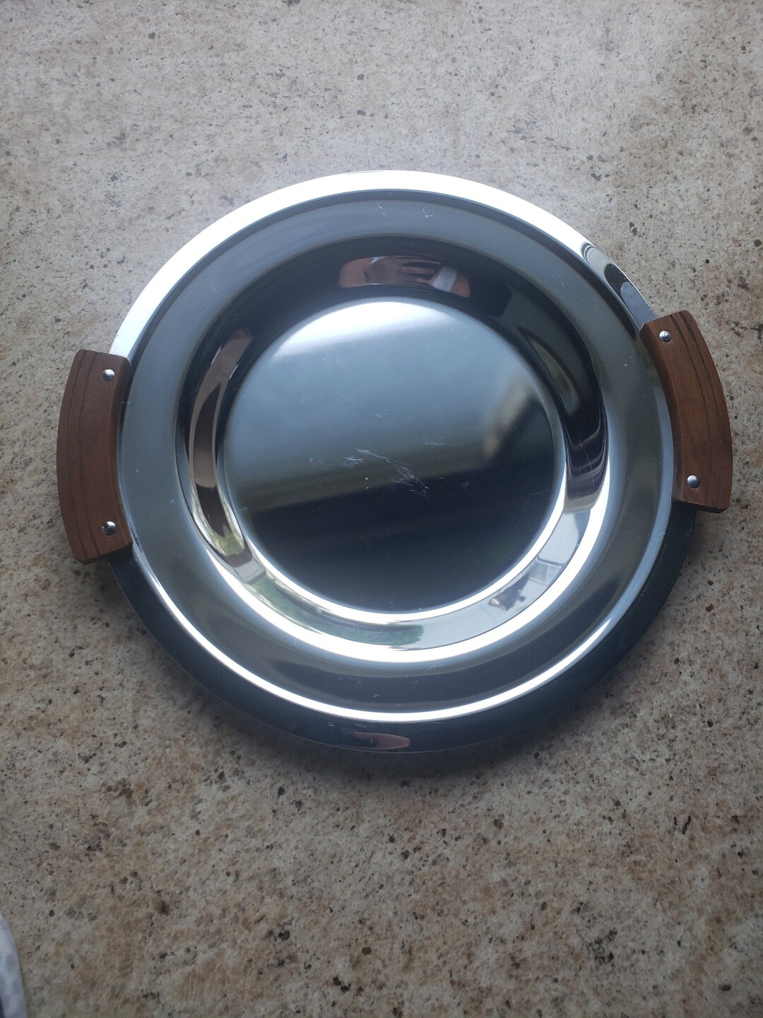 Kromex Serving Tray With Wooden Handles - Etsy