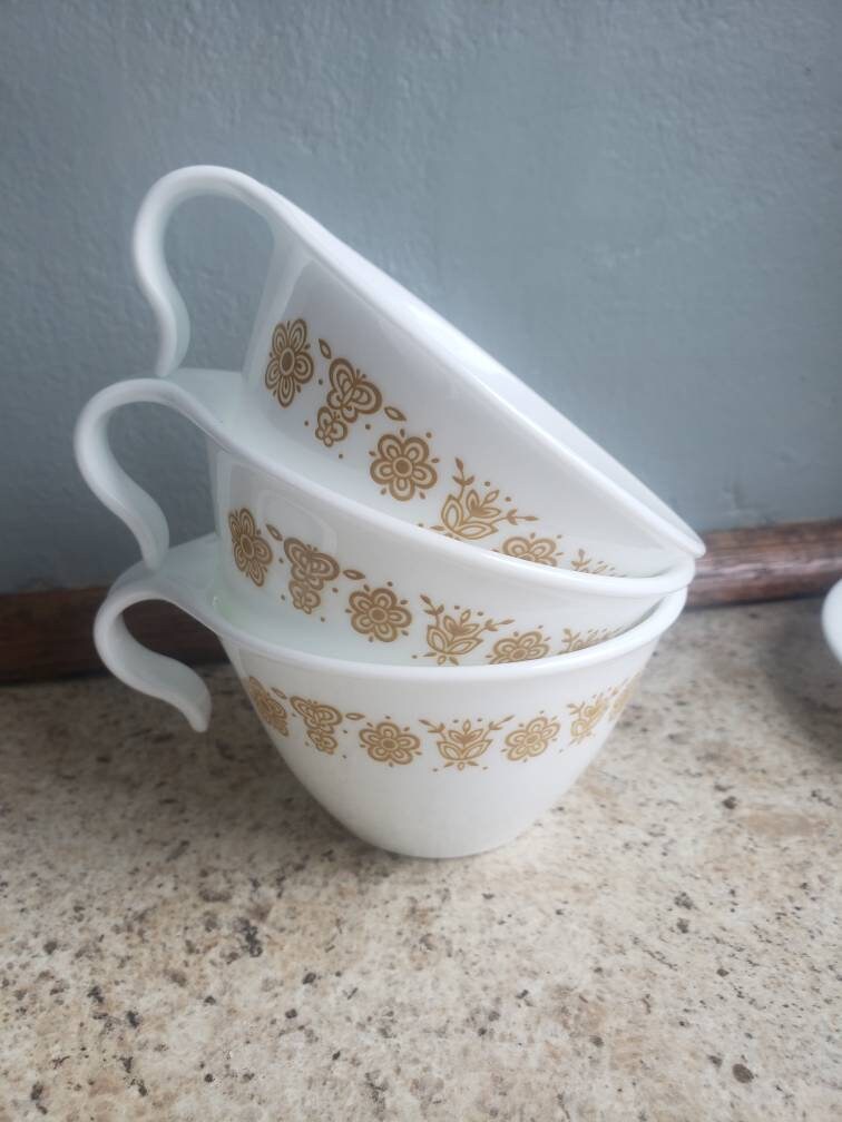 Corelle Butterfly Gold Cup with Hooked Handle with Saucer | Etsy