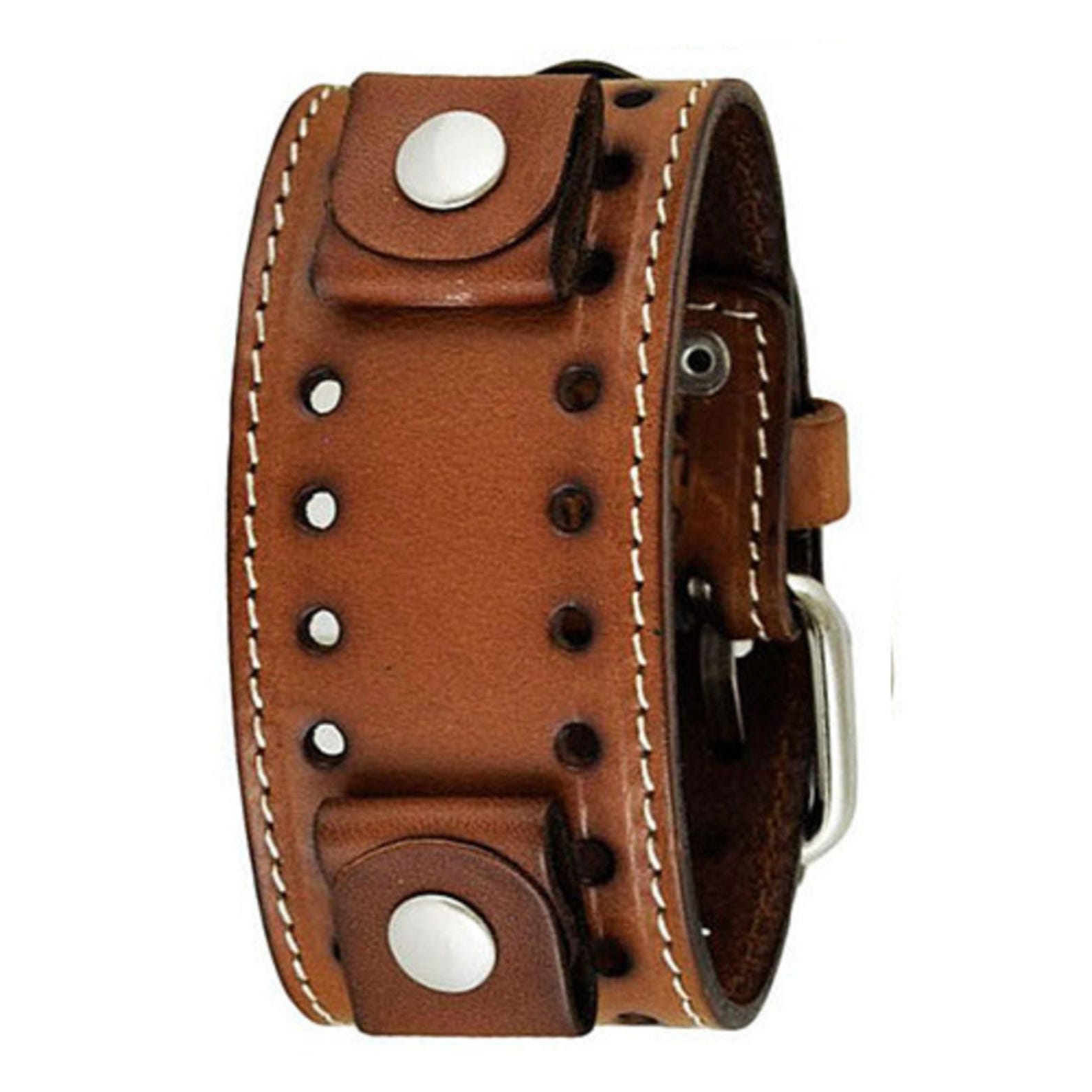 Brown Single Stitch Leather Watch Cuff Watch Band 20-22mm BSTH - Etsy