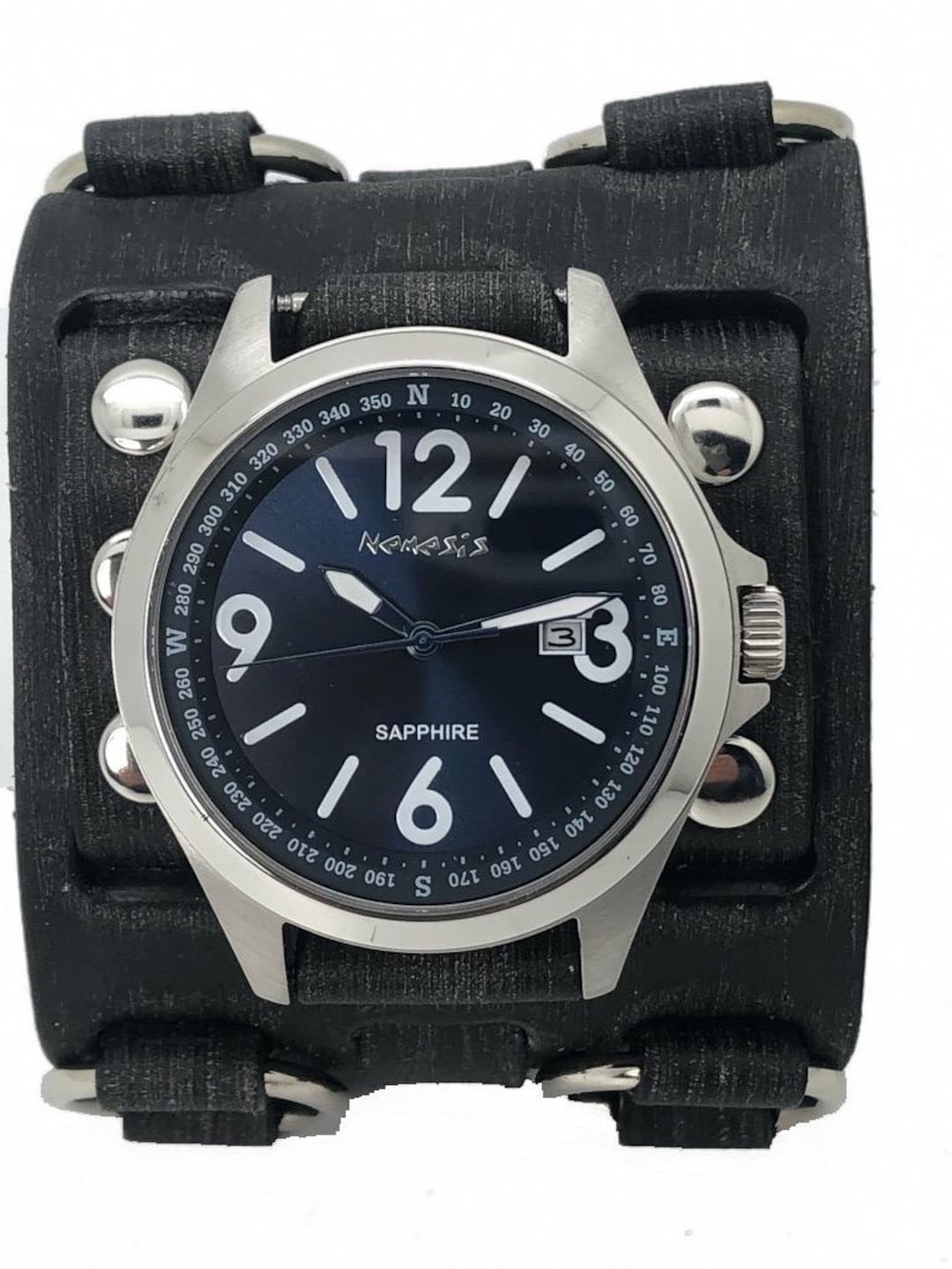 Sapphire Crystal Blue Watch FWB251L With Vintage Detail Black Leather ...