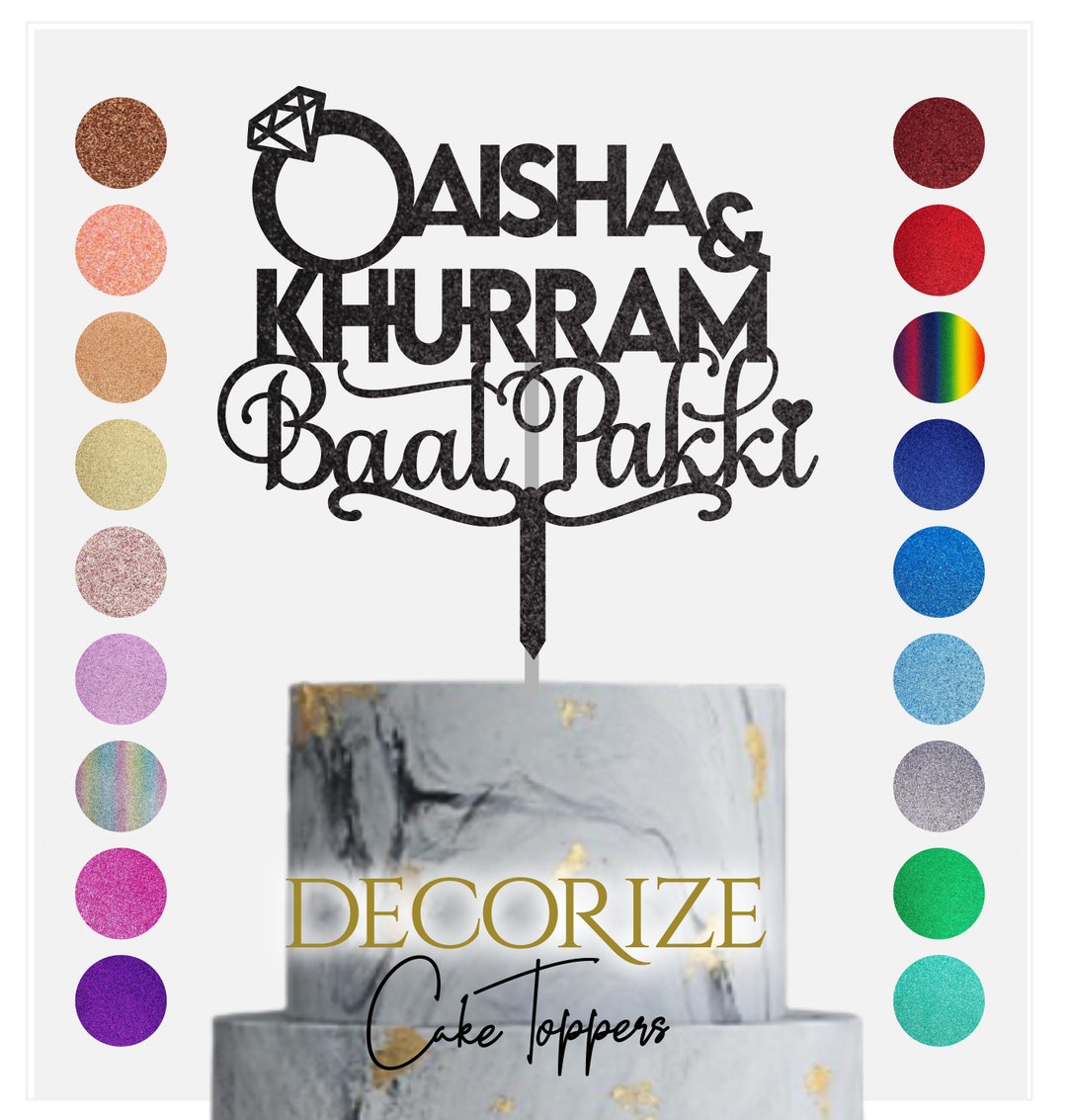 Baat Pakki Glitter Cake Topper Asian Engagement Wedding - Etsy