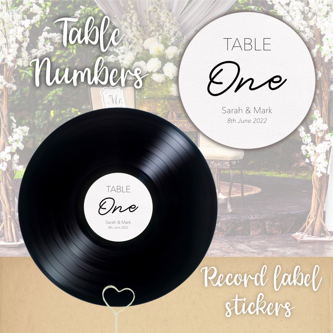 Custom Vinyl Record Label Table Numbers Wedding Sticker - Etsy