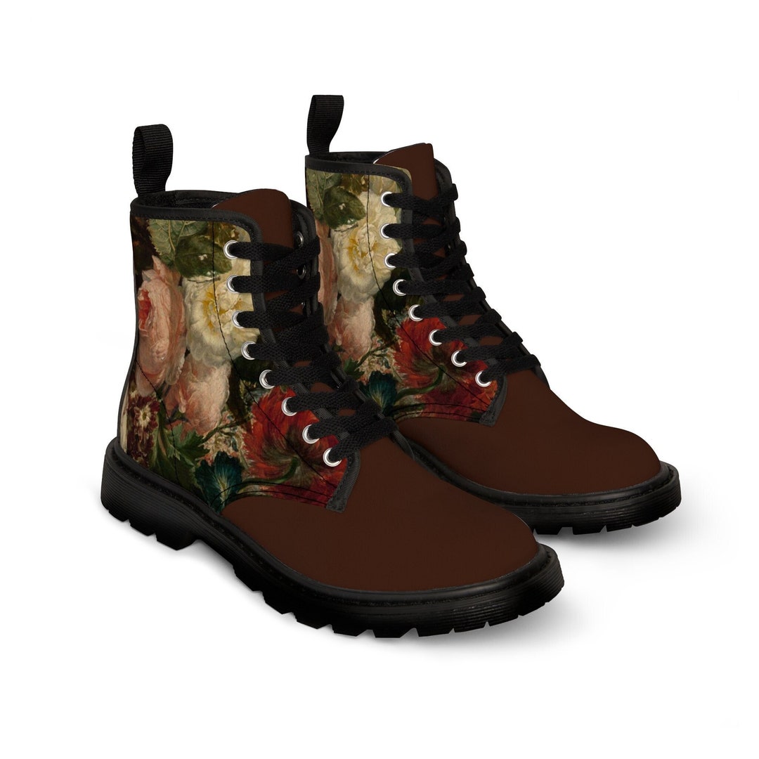 Women's Canvas Boots, Floral Print Boots, Bridesmaid Boots, Cottagecore ...