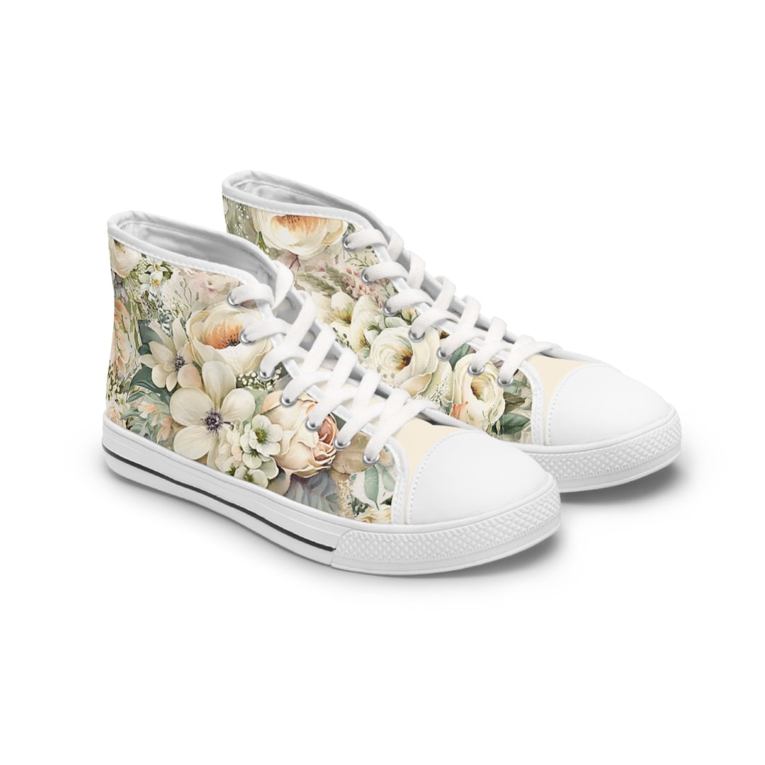 Free 3 Day Shipping - Women's High Top Sneakers - Floral Print Shoes ...