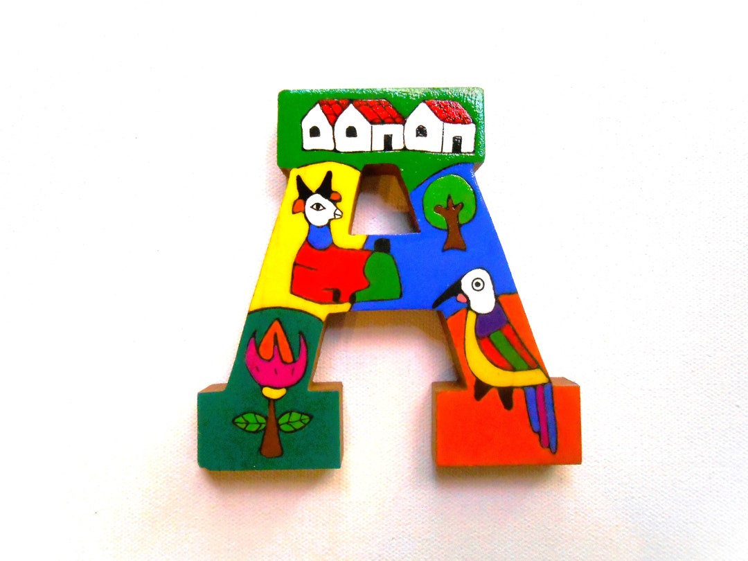 LA PALMA Letter A Handpainted Wood Letter El Salvador Artisan - Etsy
