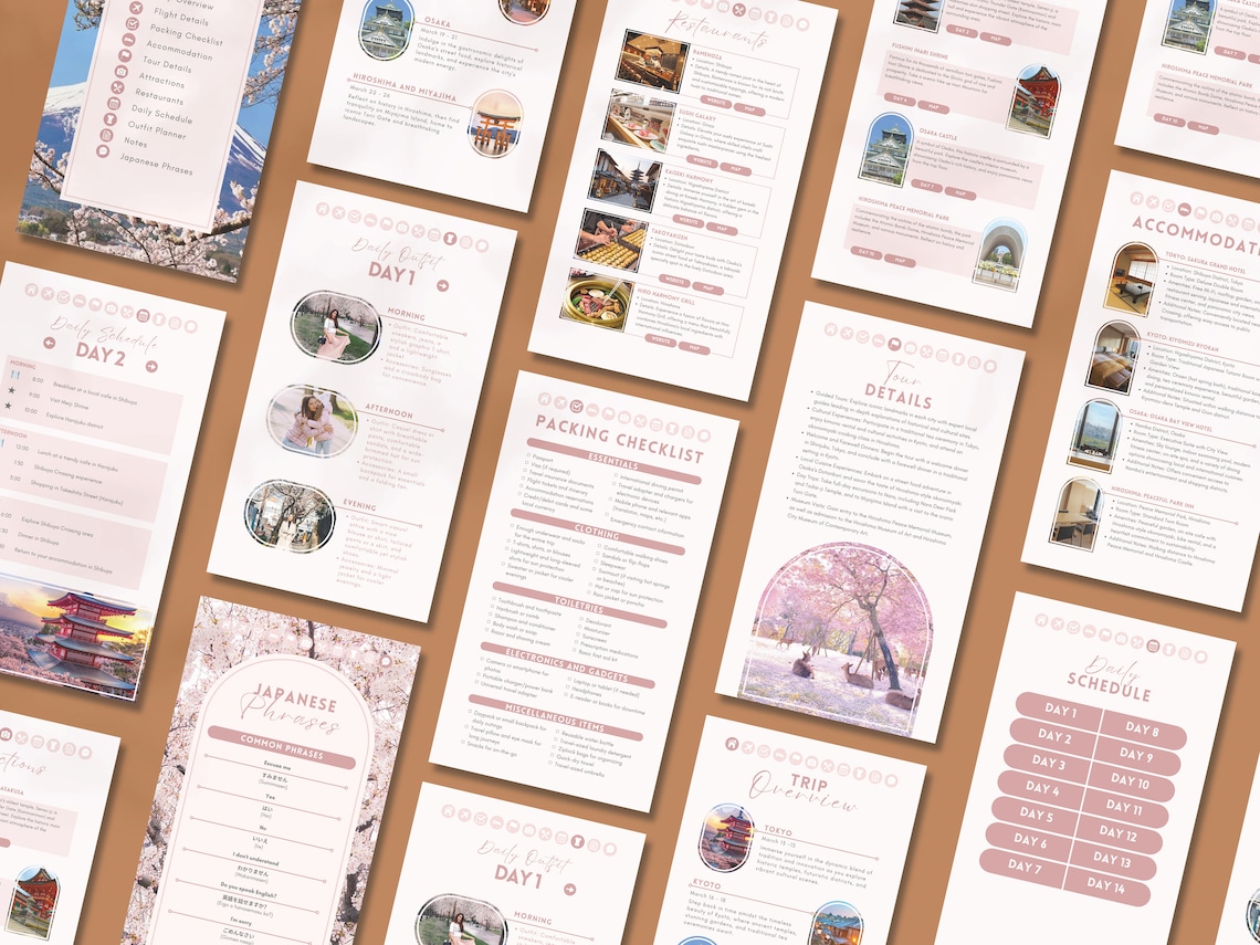 Editable Japan Travel Itinerary Template, Japan Spring Travel, Travel ...