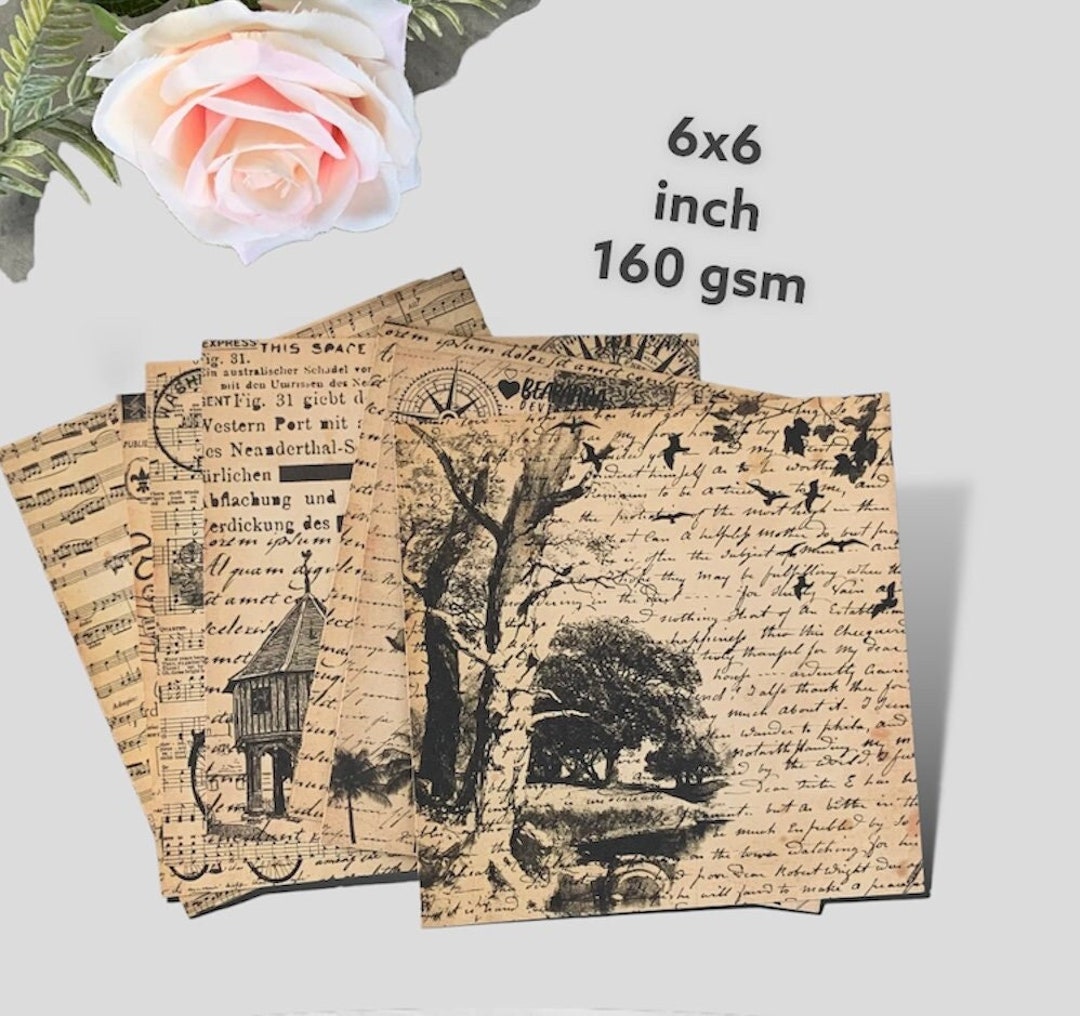 12 X Vintage Style Papers 6x6 Inch Square 160 Gsm - Etsy