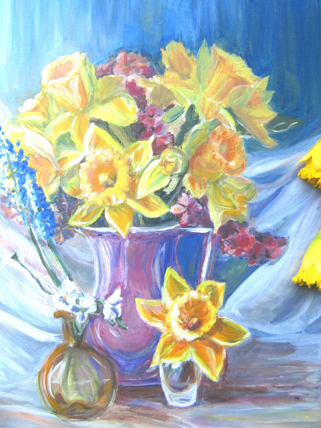 Original Daffodil Painting, Signed Original Floral Artwork, Vibrant ...