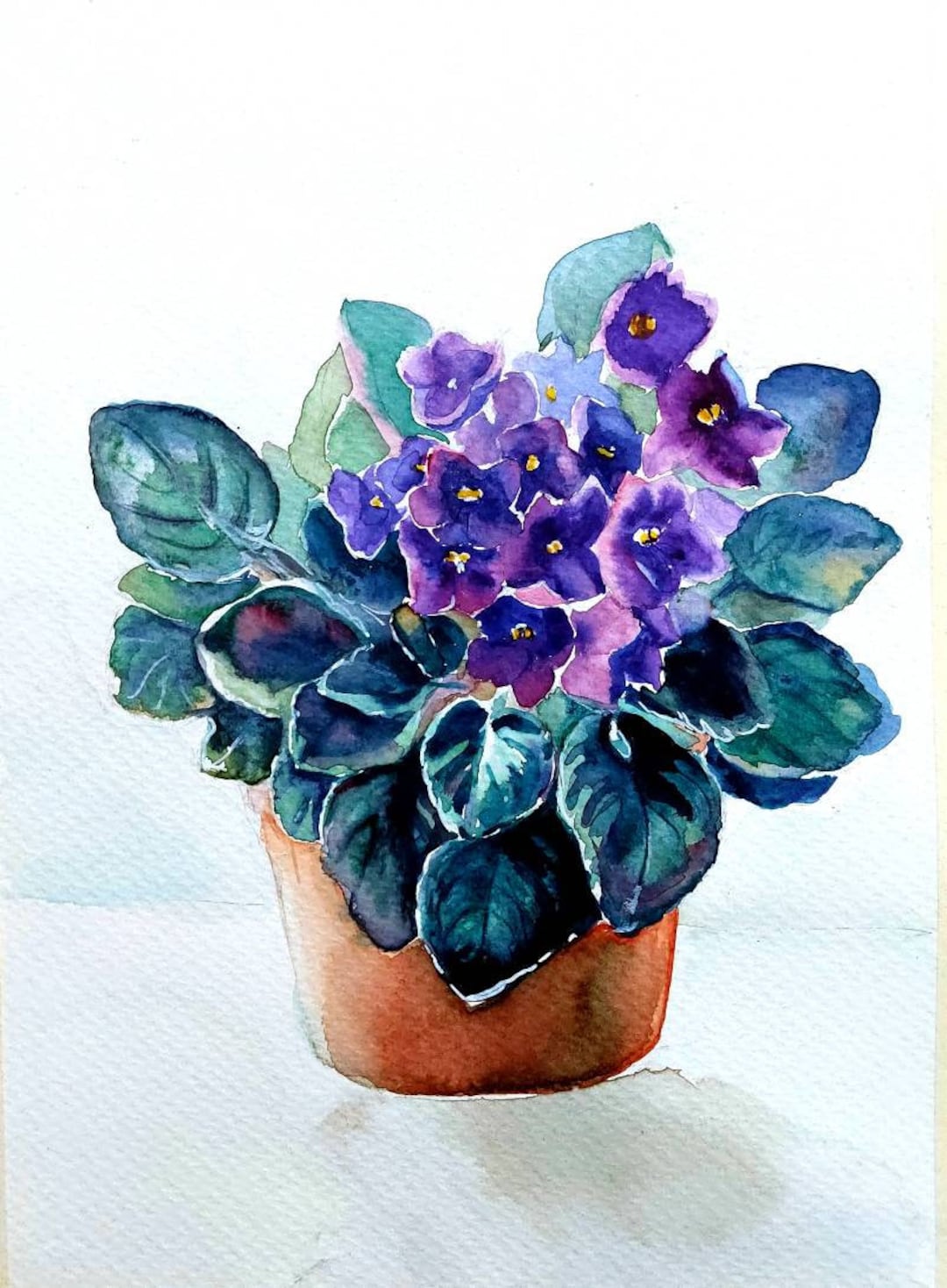 Violet Watercolor, Original Flower Painting, Floral Watercolor ...