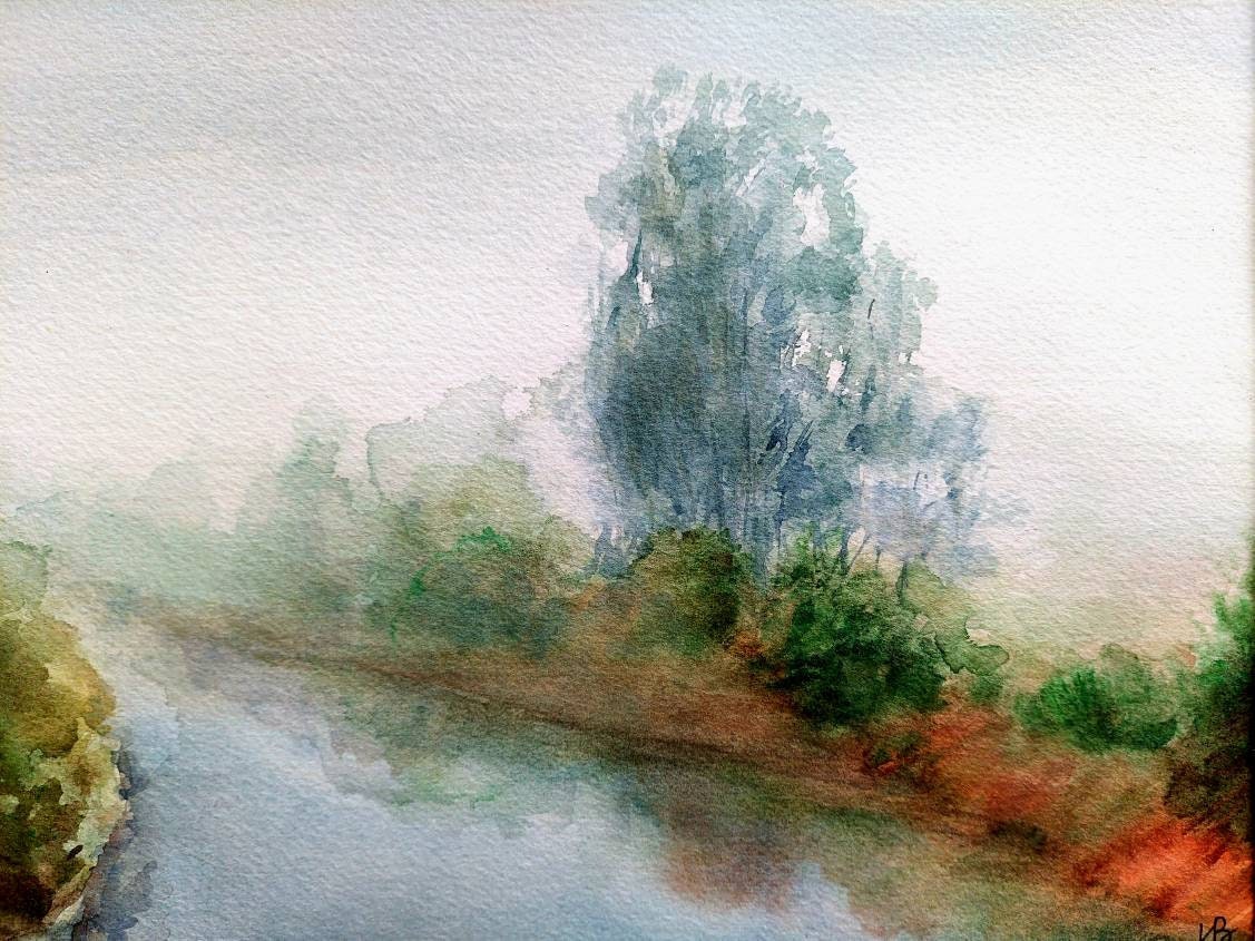 Fog Watercolor, California Landscape, Original Nature Watercolor ...