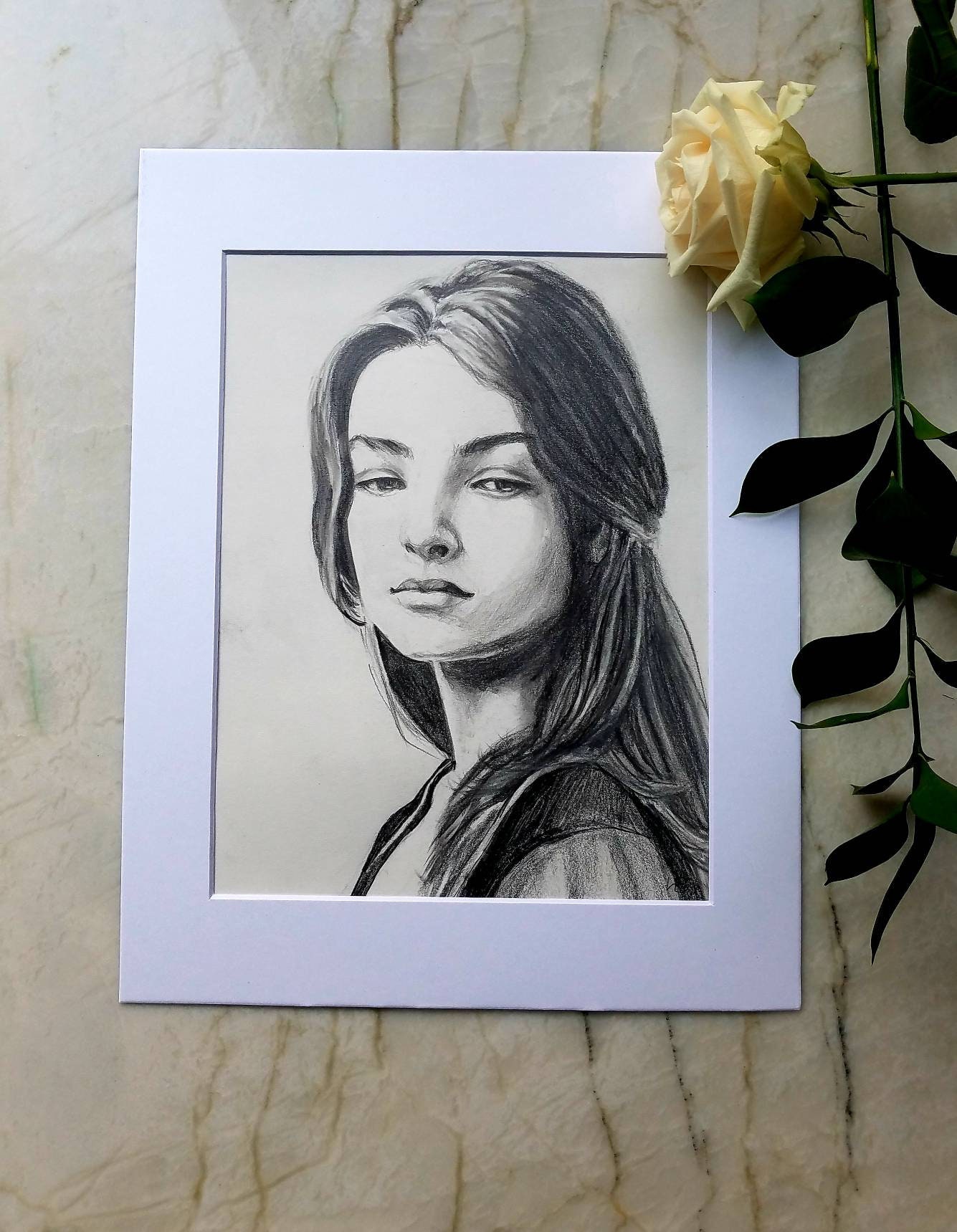 Graphite portrait of a woman Portrait drawing in original graphite ...