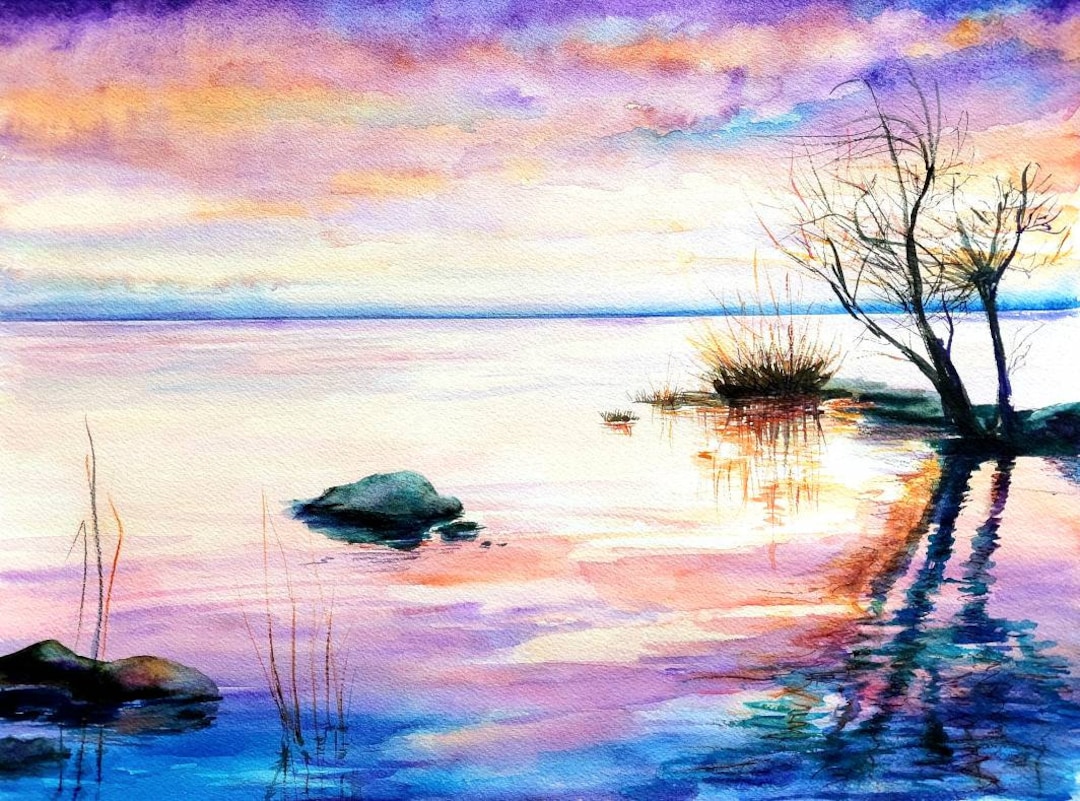 Sunrise Watercolor, Original Sunrise Painting, Nature Inspired Art ...