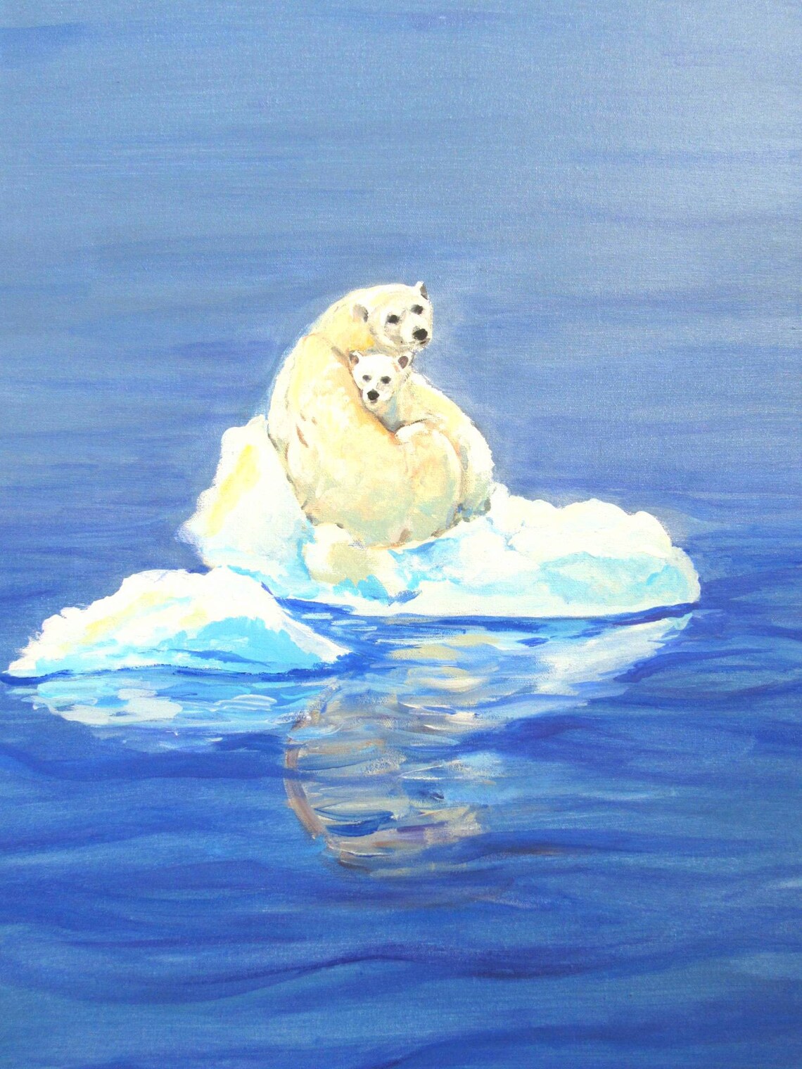 Polar Bear Original Acrylic Painting, Animal Original Painting, Bright ...