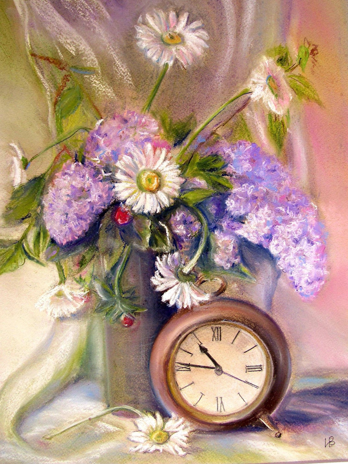 Original Floral Soft Pastel Painting Pastel Flower Painting - Etsy