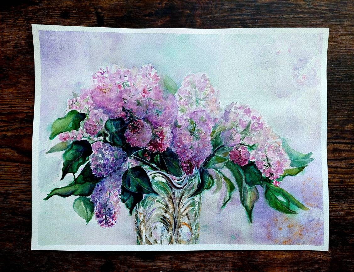 Lilac Original Watercolor Lilac Painting Original Wall Art - Etsy