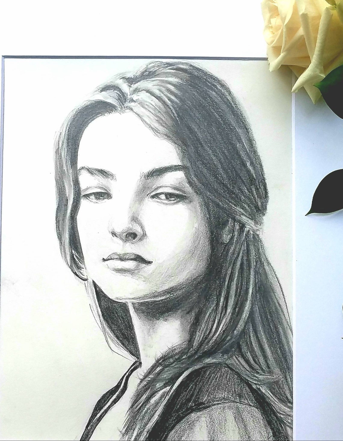 Original Female Portrait Drawing Original Signed Graphite - Etsy