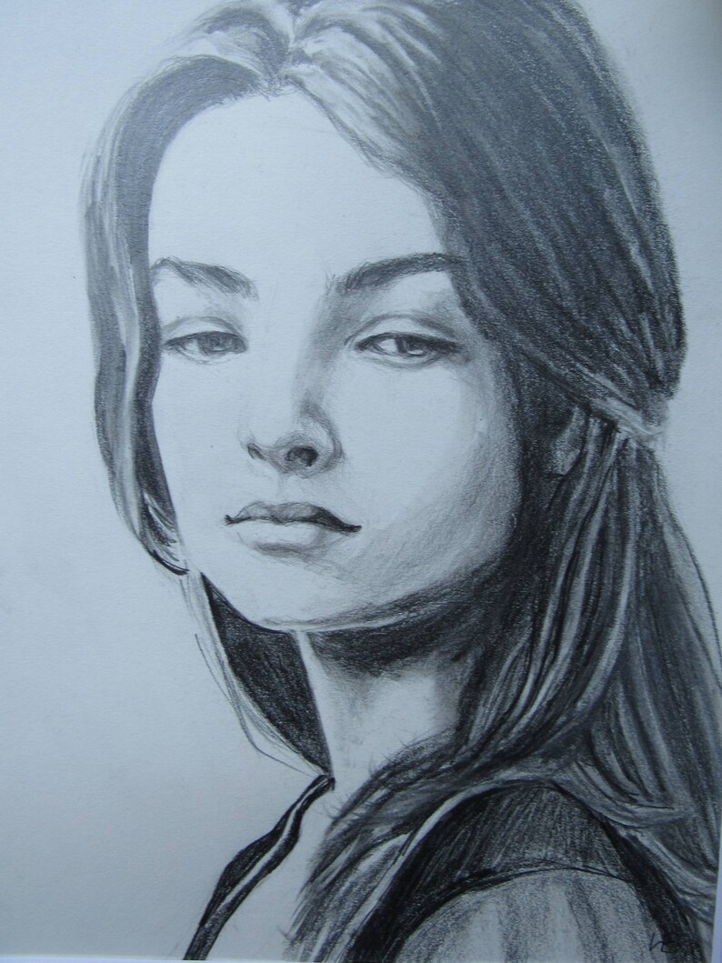 Original Female Portrait Drawing Original Signed Graphite - Etsy