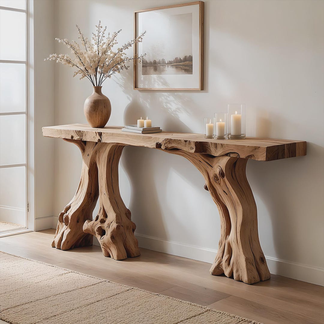 Handmade Rustic Solid Wood Console Table: Farmhouse Entryway Furniture ...