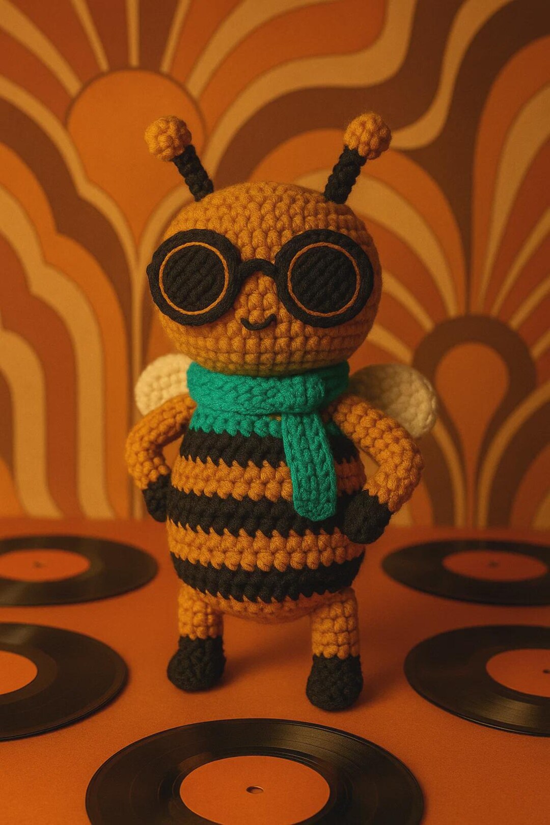 Retro Disco Bee Plush – Handmade Crochet Bee With Shades – 70s Vibe ...