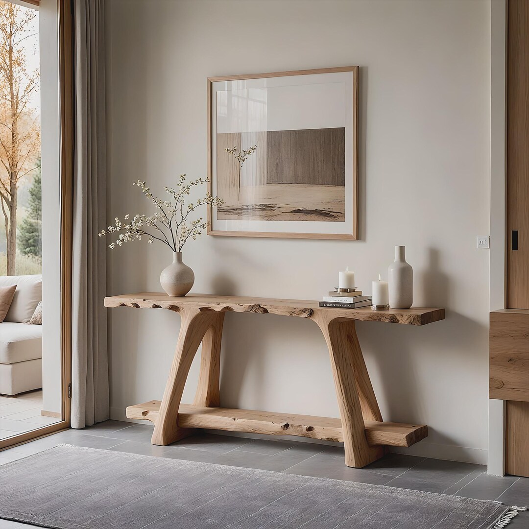 Handmade Solid Wood Narrow Console Table – Rustic Entryway or Sofa ...
