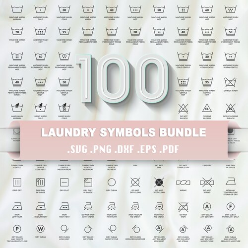 Laundry Symbols SVG Vector Bundle Wash Label Icons Svg - Etsy