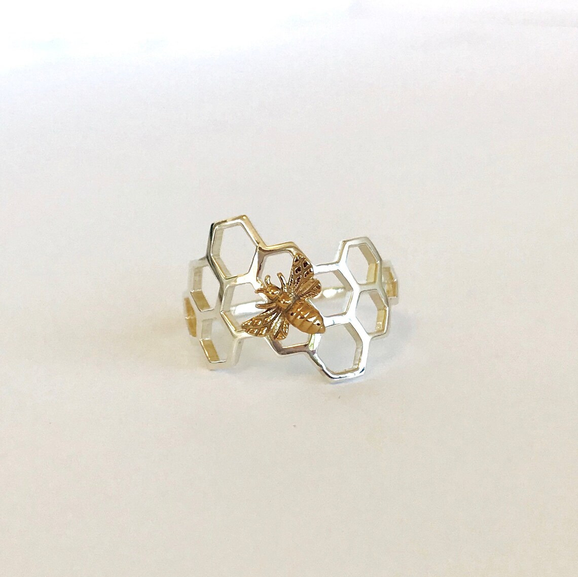 Bee Ring, Honeycomb Ring, Bee Keeper Ring, Honey Bee Jewelry, Bee ...
